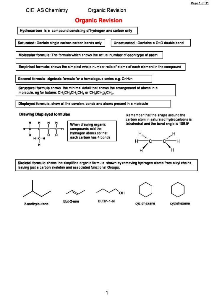 CIE AS Organic Chemistry revision notes | StudyLast