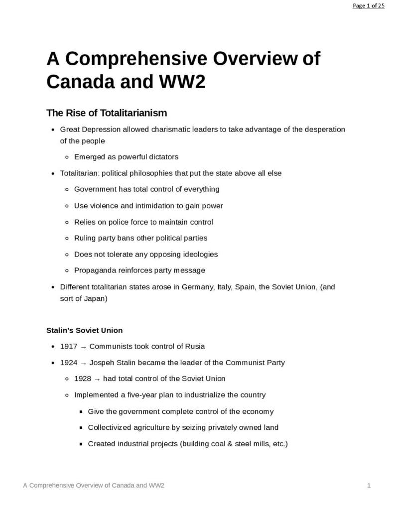 Notes for Canadian History in the 20th Century (CHC2P) at Toronto ...
