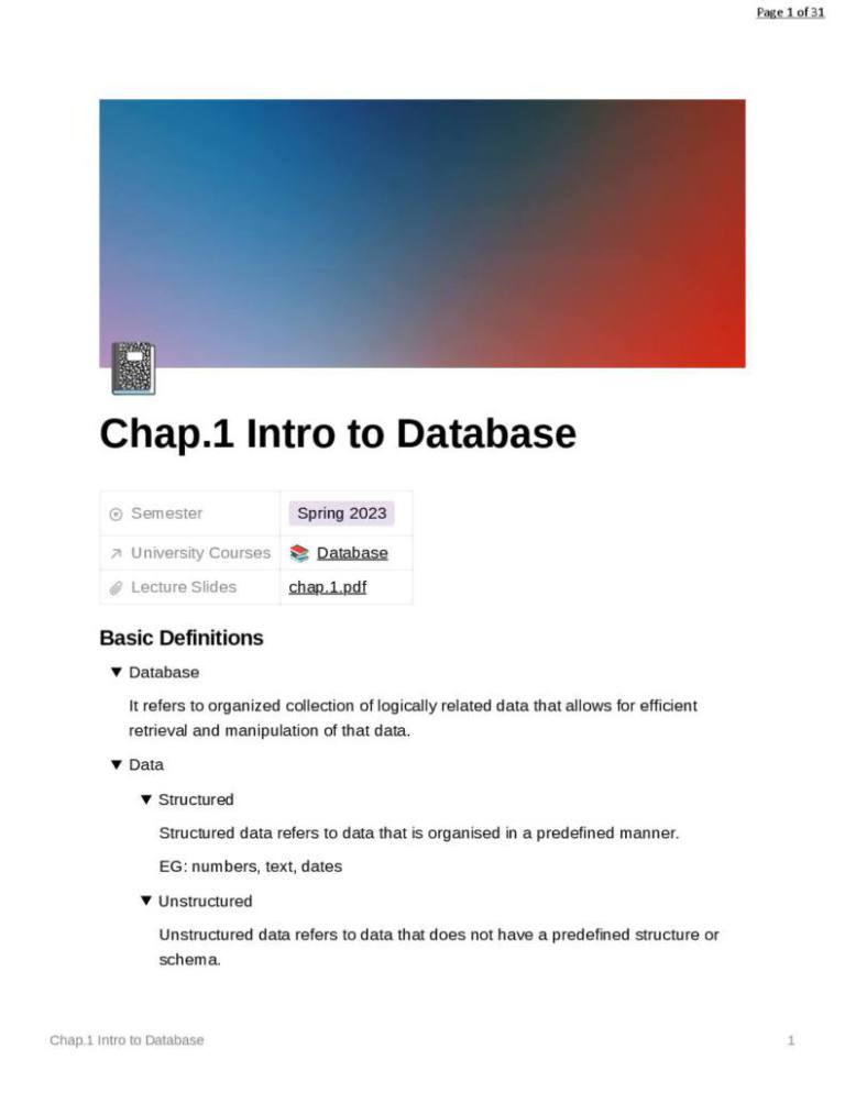 Notes for Database Management Systems (CIS 2109) at Temple University ...