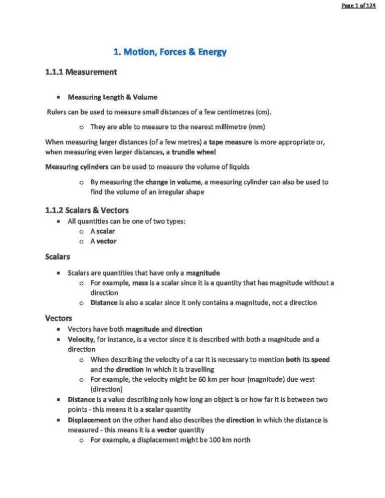 IGCSE Co-ordinated Sciences (Double) Physics revision notes | StudyLast