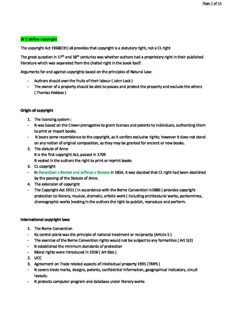 Intellectual Property Law (LLB 331) comprehensive summary notes | StudyLast