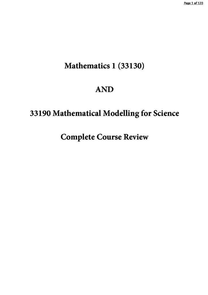 Mathematics 1 (33130) complete course review | StudyLast