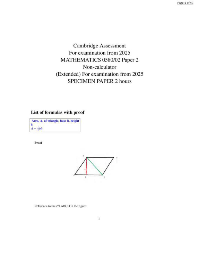 Cambridge IGCSE Mathematics (0580)/02 assessment solutions for ...