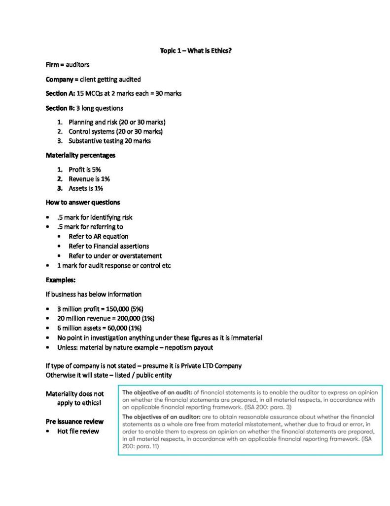 ACCA Audit and Assurance (AA) summary notes | StudyLast