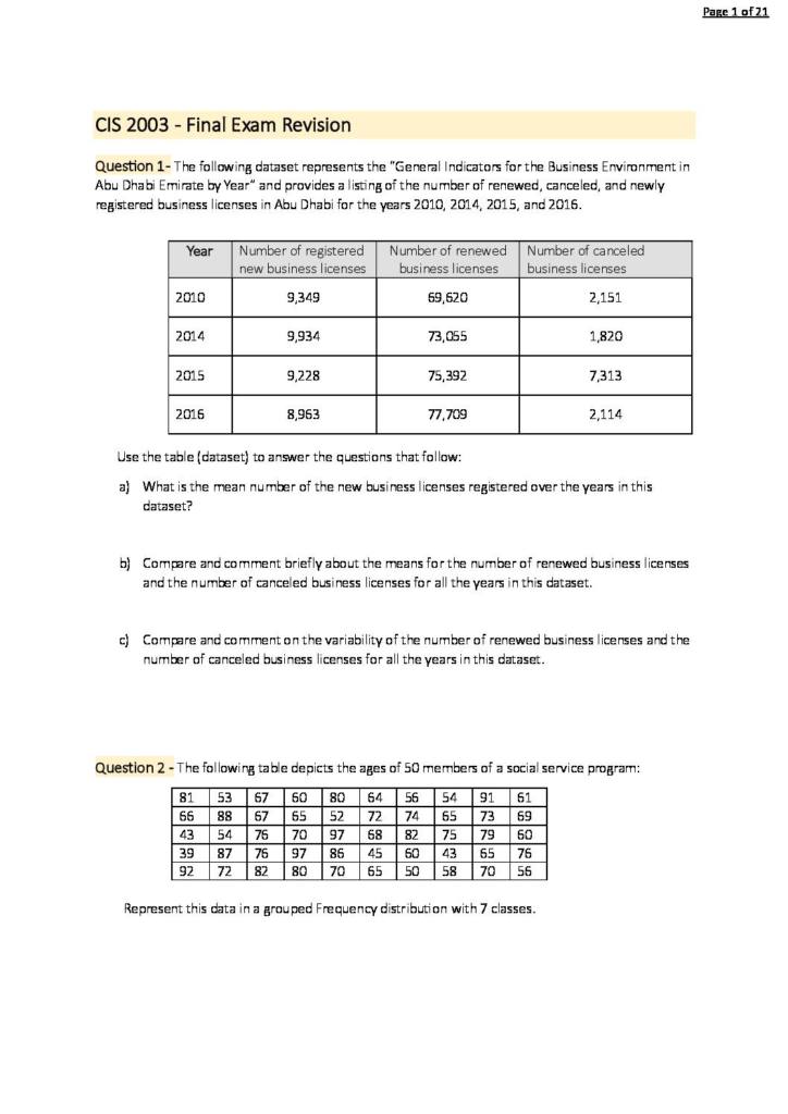 Notes for Statistics and Probability (CIS 2003) at Higher Colleges of ...