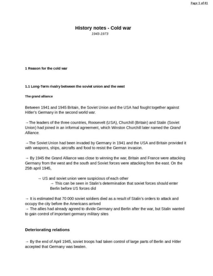 Cold War under Edexcel GCSE History (9-1) complete notes | StudyLast