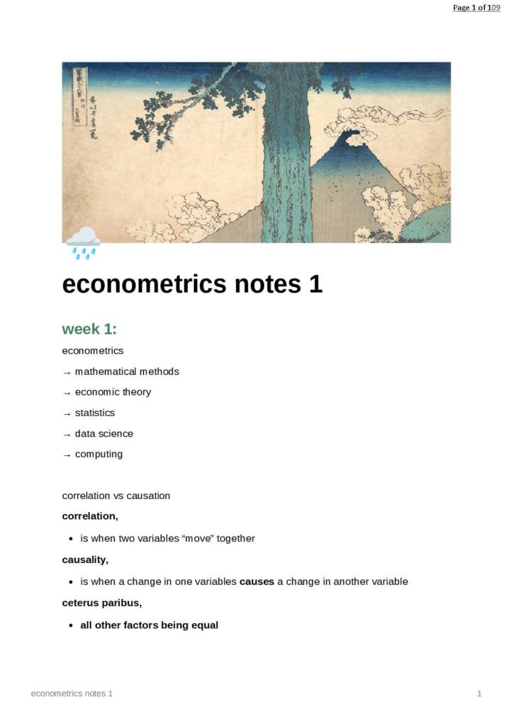 Notes for Econometrics (ECON20110) at University of Manchester | StudyLast