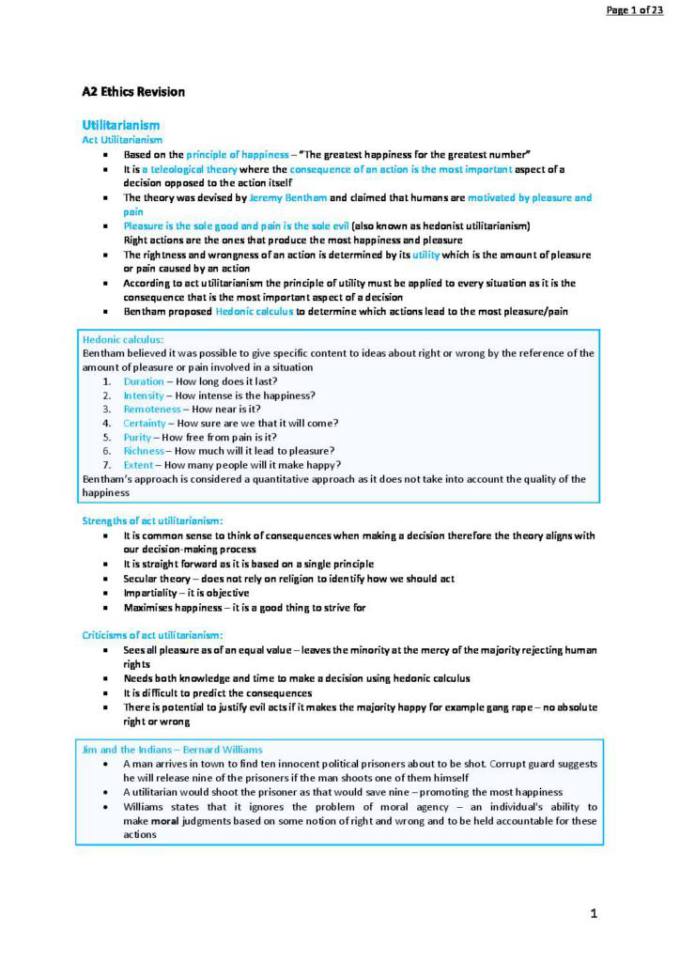 Edexcel A Levels A2 Ethics (Religious Studies) revision notes | StudyLast