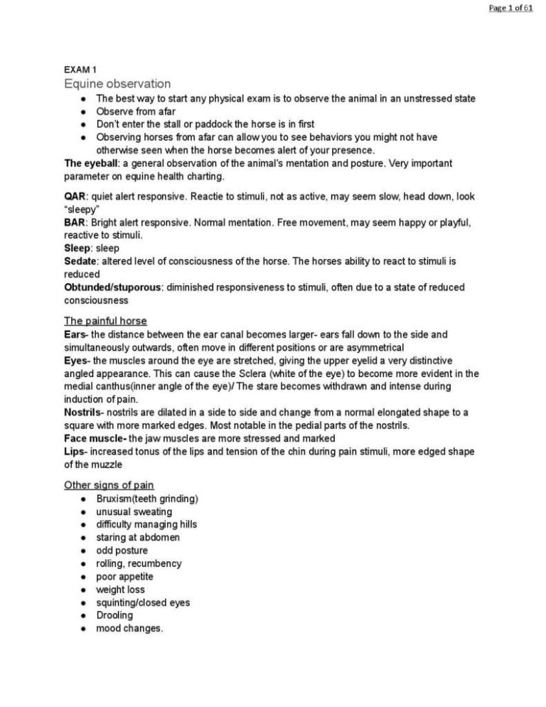 Notes for Equine Health (ANSC 254) at State University of New York at ...