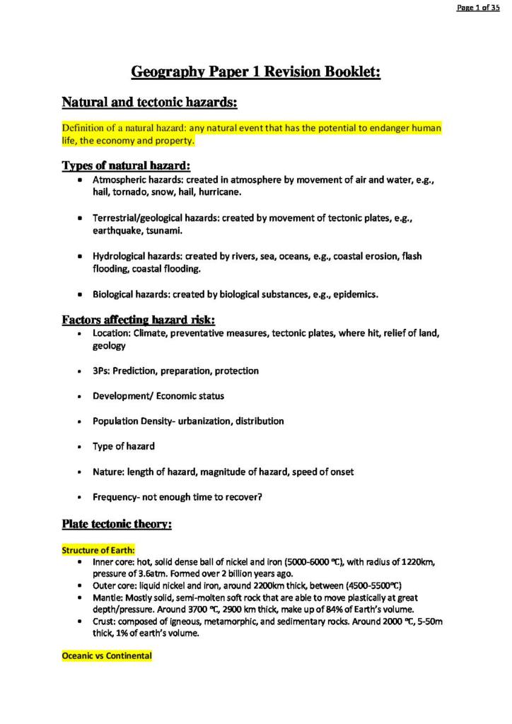Geography Paper 1 (AQA GCSE) revision notes | StudyLast