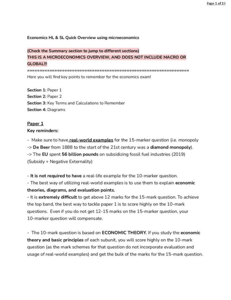 IB Economics: Overview of microeconomic and how to construct paper 1 ...