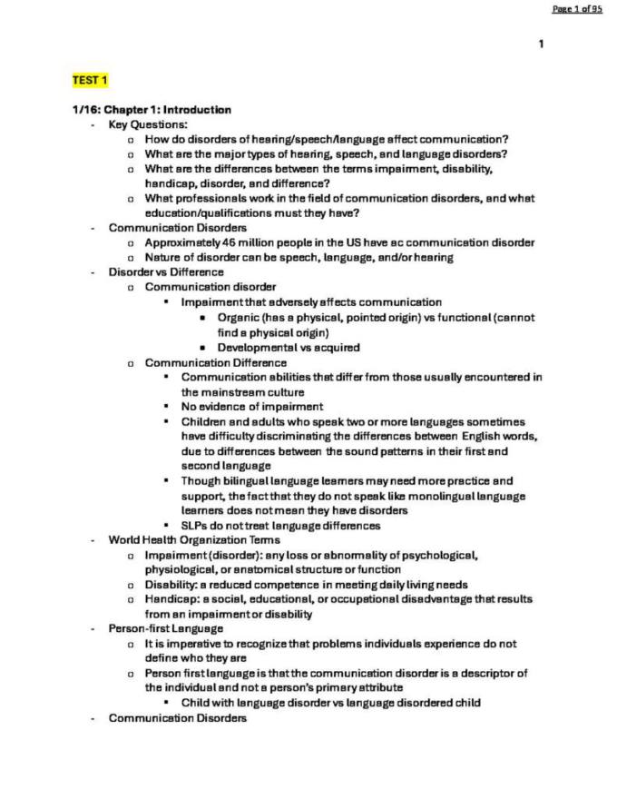 Notes for Introduction to Communication Disorders (SLHS 2000) at ...