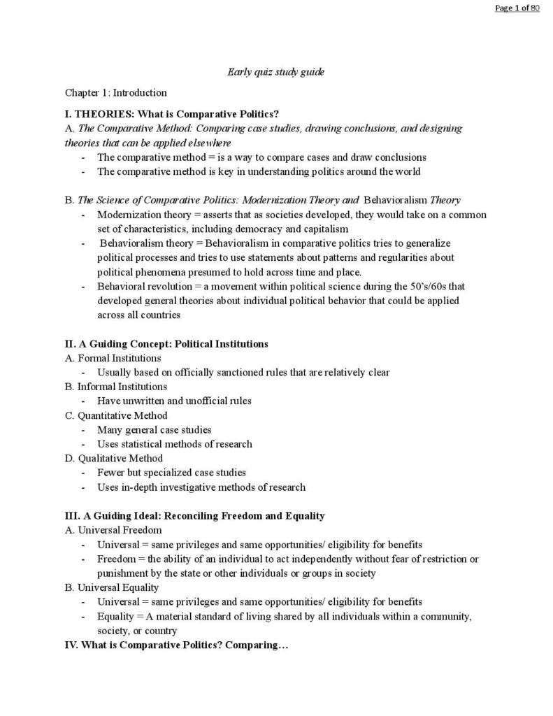 Notes for Introduction to Comparative Politics (PSC 1001) at George ...