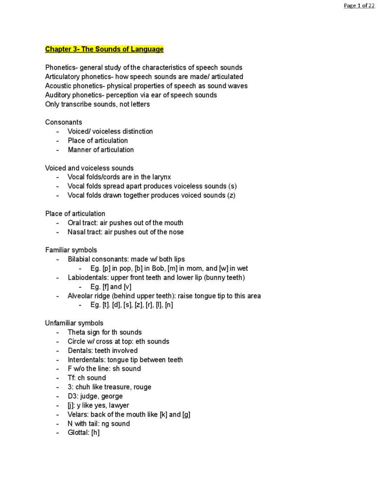 Notes for Introduction to Language and Linguistics (LING 100) at ...