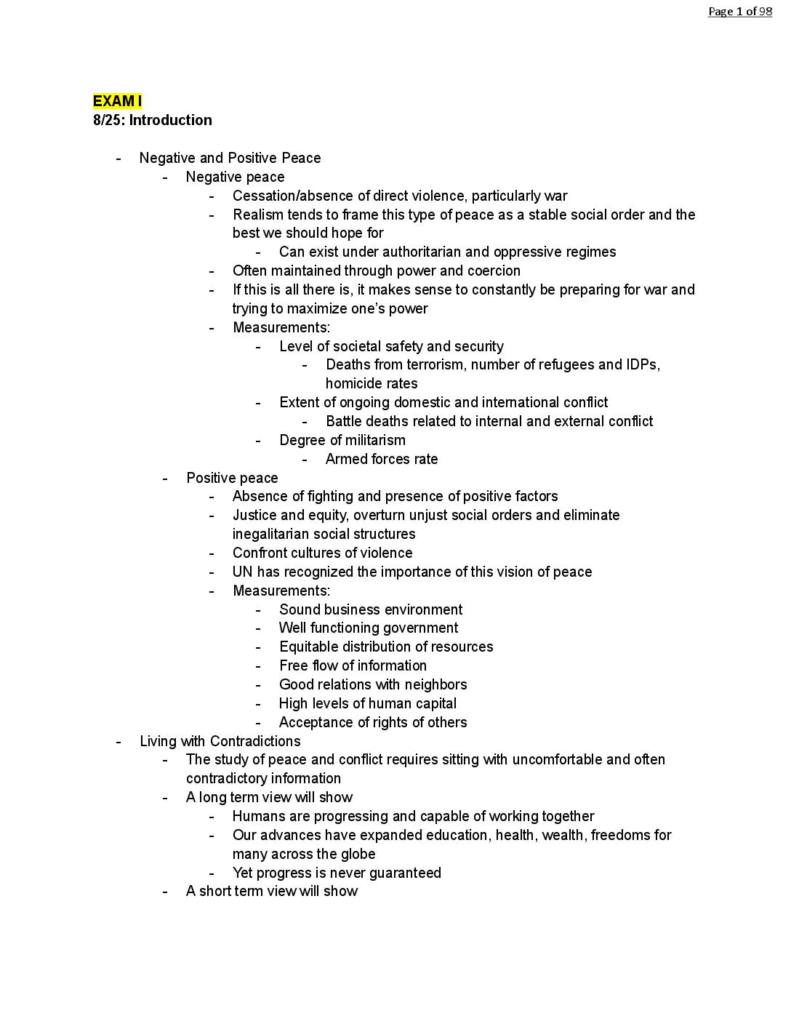 Notes for Introduction to Peace, Conflict, and Security Studies (PACS ...
