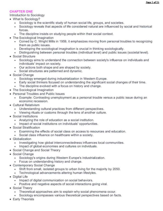 Introductory Sociology (SOCL 2001) full semester summary notes | StudyLast