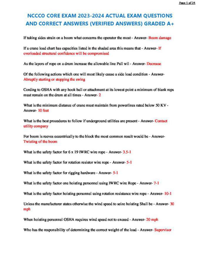 NCCCO Core Exam (2024) questions with correct answers | StudyLast