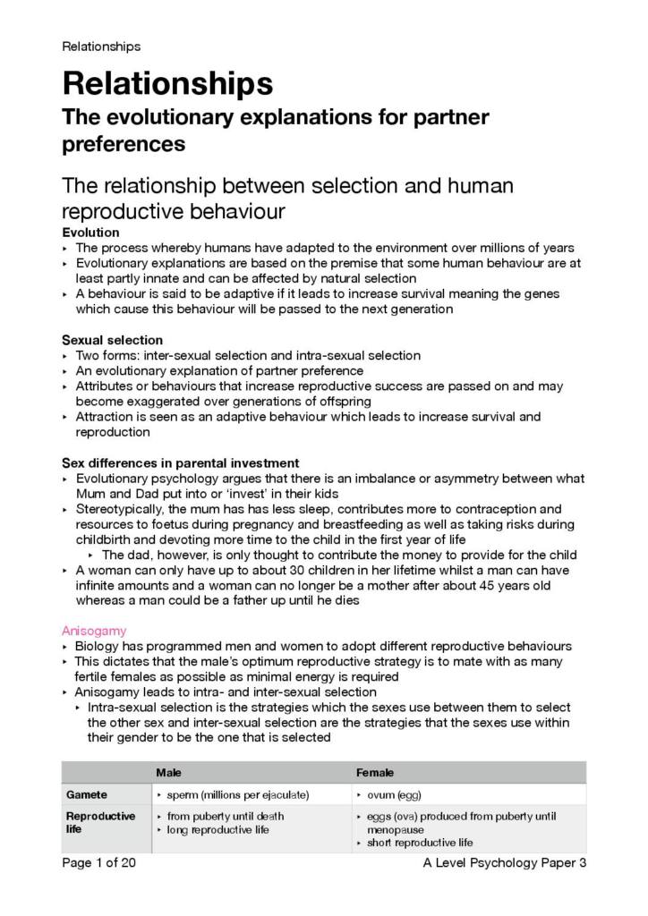 Relationships (4.3.2) AQA A Level Psychology Option 1 revision notes ...