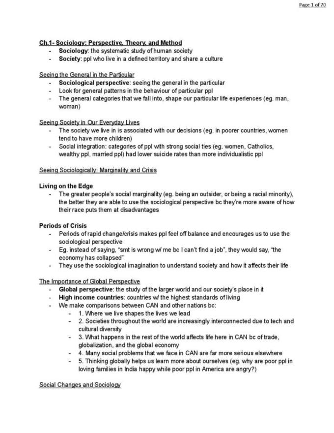 Notes for Social Interaction and Culture (SOCI 101) at University of ...