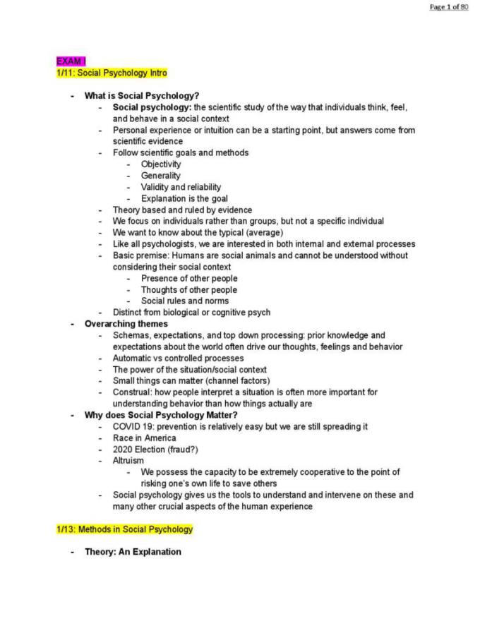 Notes for Social Psychology (PSYC 2606) at University of Colorado ...