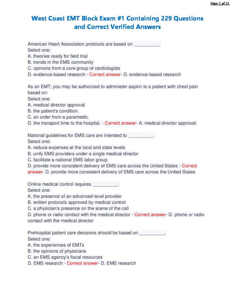 Notes for West Coast EMT (WC EMT) at National Registry of Emergency ...