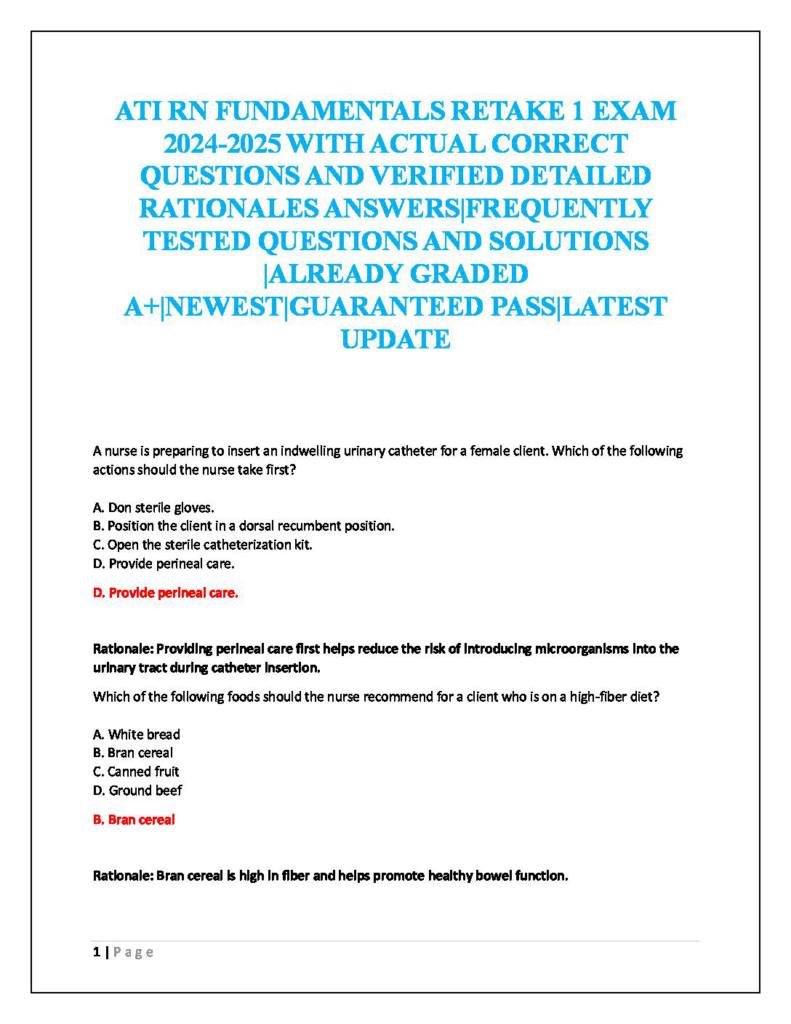 Notes for ATI Fundamentals of Nursing at Assessment Technologies ...