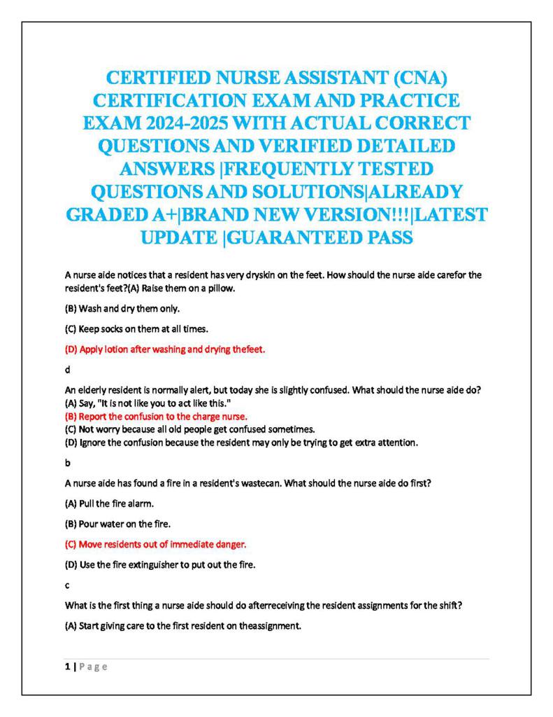 Notes for Certified Nurse Assistant (CNA) at National Council of State ...
