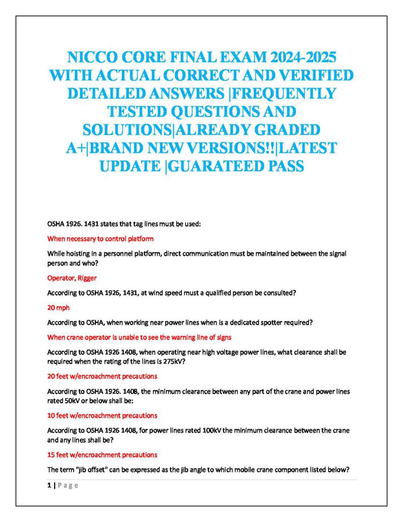 Notes for NCCCO Mobile Crane Operator Core Exam (NCCCO Core) at ...