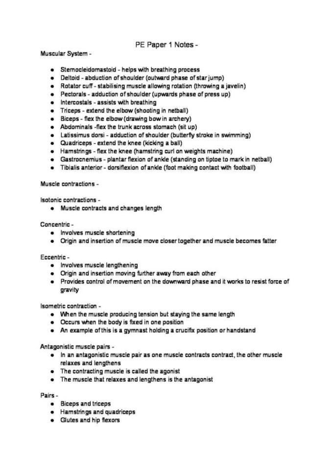 GCSE Physical Education (PE) paper 1 and 2 notes | StudyLast