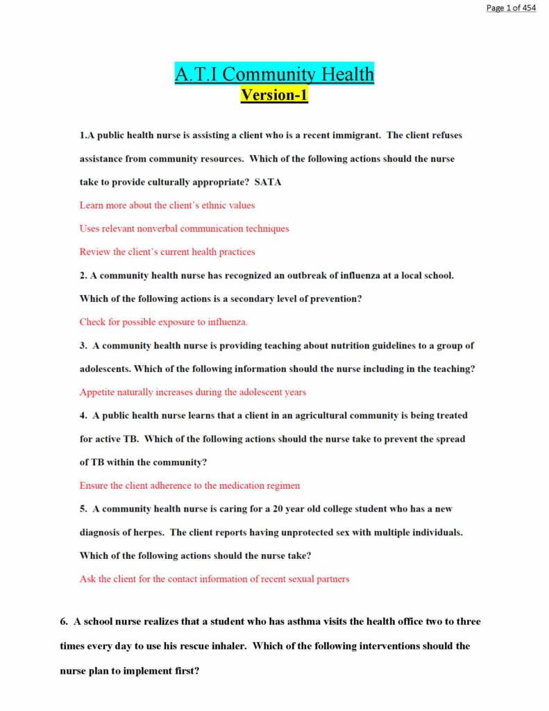 ATI Community Health Proctored Exam (32 Exam Sets) 2000+ Q&A | StudyLast