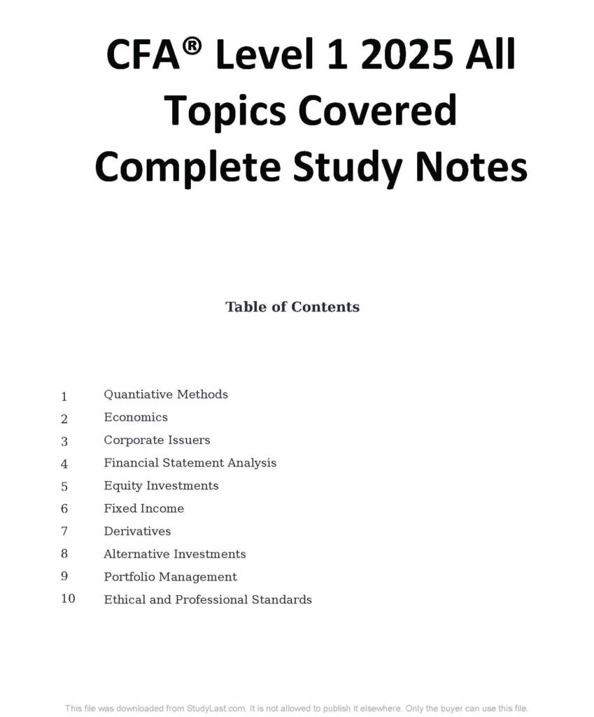 CFA® Level 1 2025 All Topics Covered Complete Study Notes | StudyLast