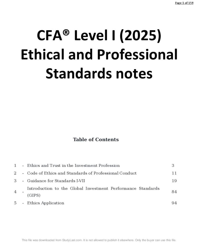 CFA® Level I (2025) Ethical and Professional Standards notes | StudyLast