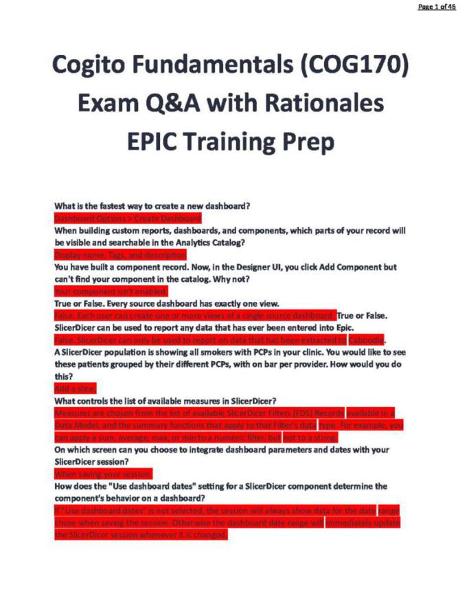 Cogito Fundamentals (COG170) Exam Q&A with rationales | StudyLast